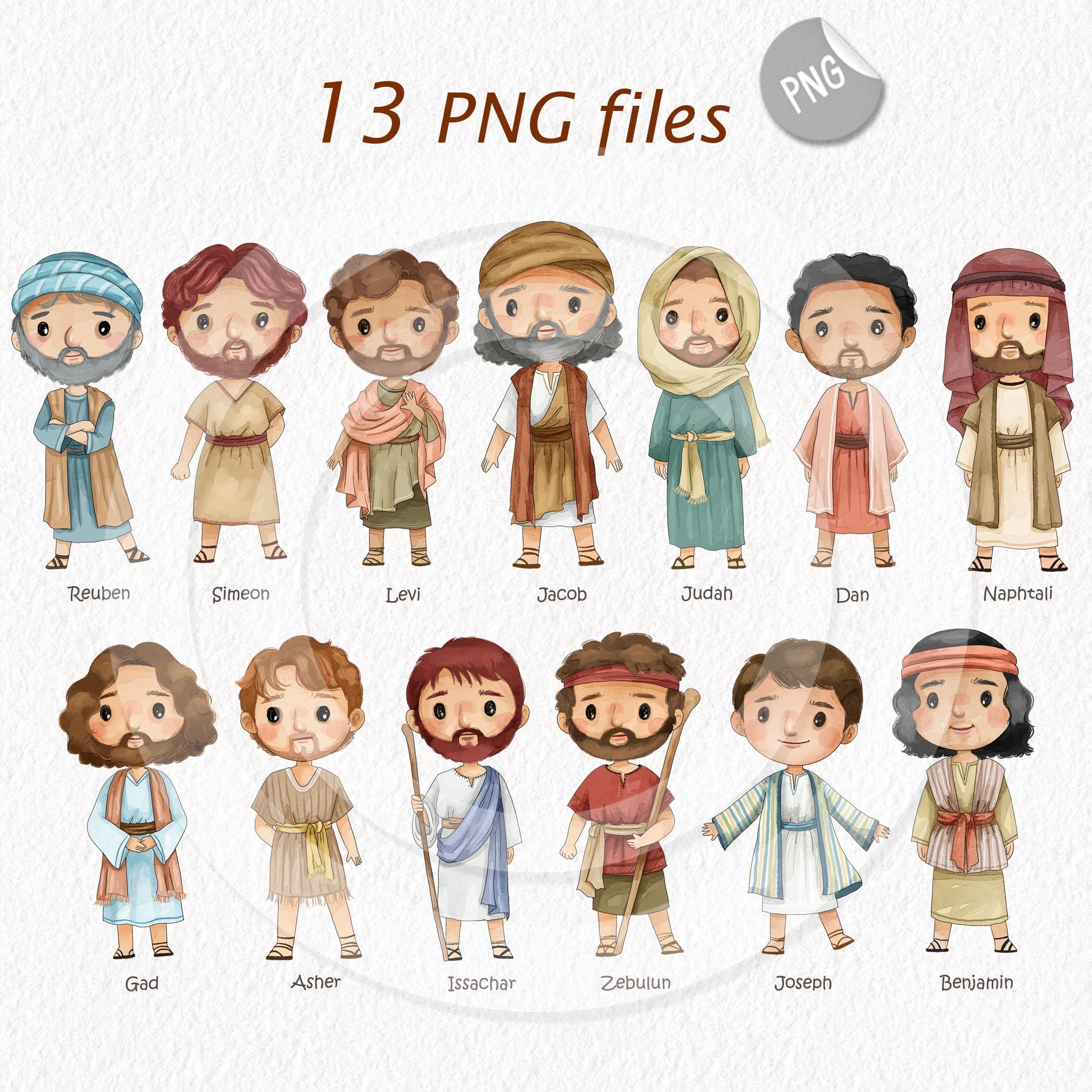 12 Sons of Jacob Clipart ,bible Stories Clipart PNG Files - Etsy