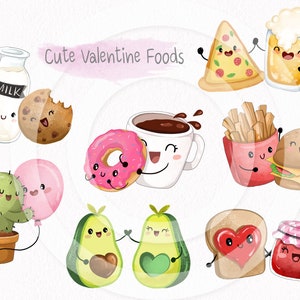 Cute Food Clipart Set 1, Valentine Clipart, Instant Download PNG File ...