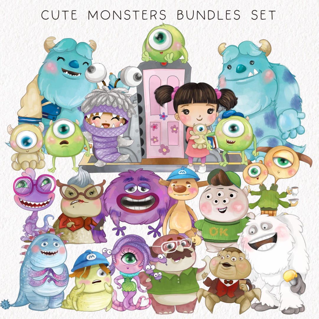 Cute Monsters Bundles Clipart, Instant Download PNG File - 300 Dpi - Etsy