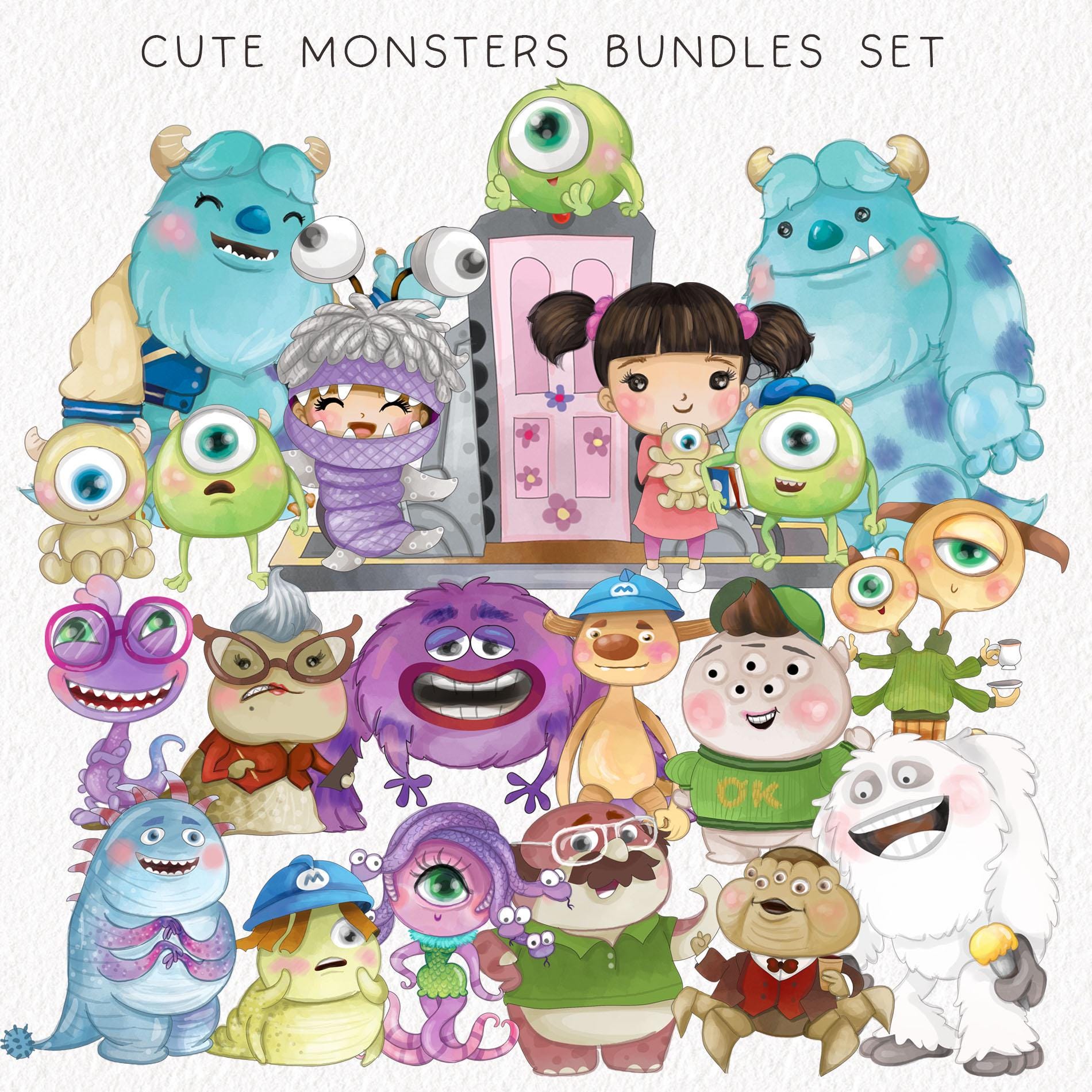 Cute Monsters Bundles Clipart, Instant Download PNG File - 300 Dpi - Etsy