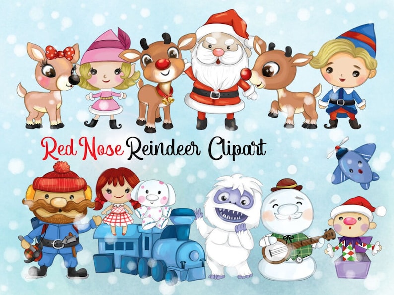Reindeer and Friends Clipart , Santa Clipart , Instant Download PNG ...