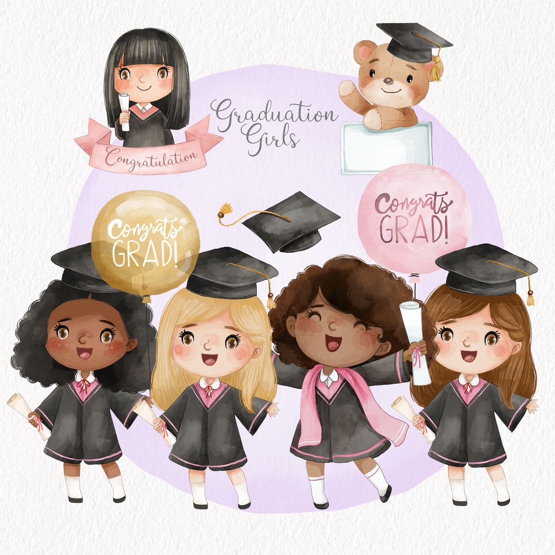 Graduation Girls Clipart, Bundle Set PNG Files 300 Dpi. - Etsy