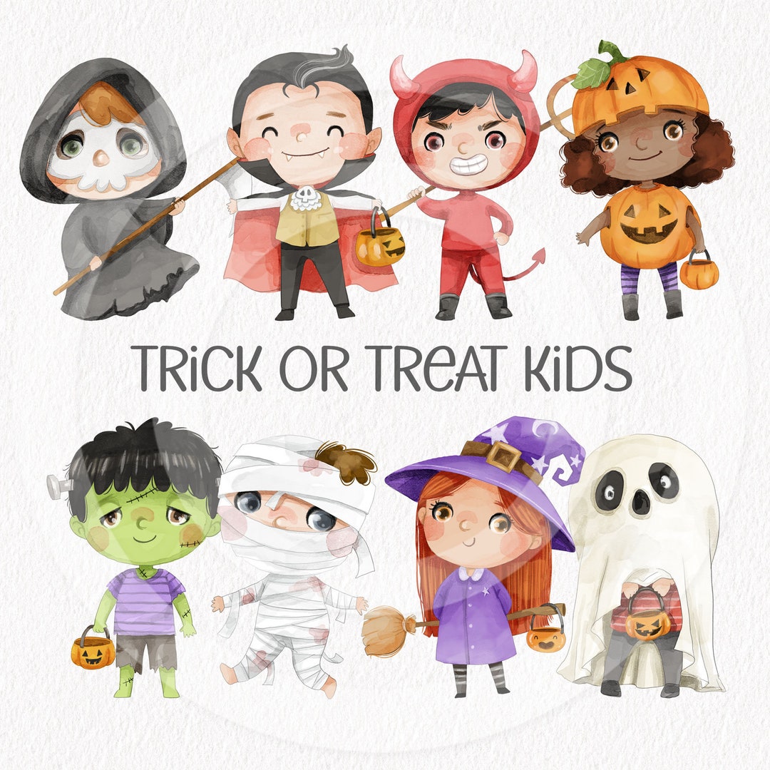 Trick or Treat, Halloween Kids Clipart ,PNG Files Instant Download PNG ...