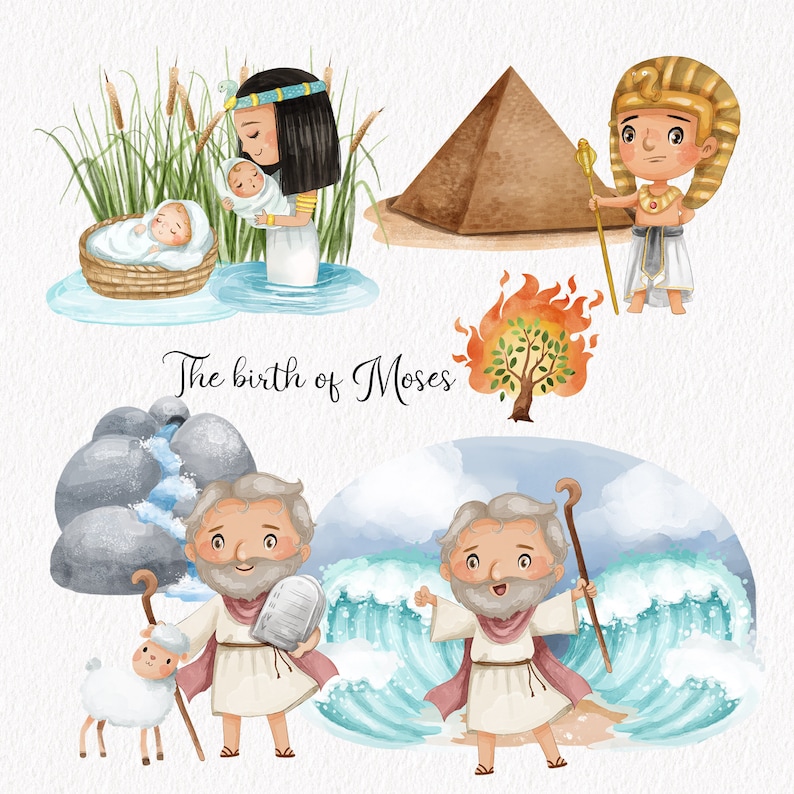 Archivos PNG de Moisés Clipart 300 ppp. - Etsy México
