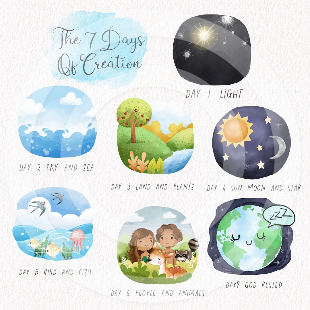 7 Days of Creations Clipart PNG Files 300 Dpi. - Etsy