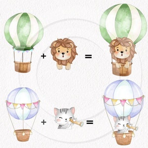 Hot Air Balloon , Animals Hot Air Balloon Clipart Instant Download PNG ...