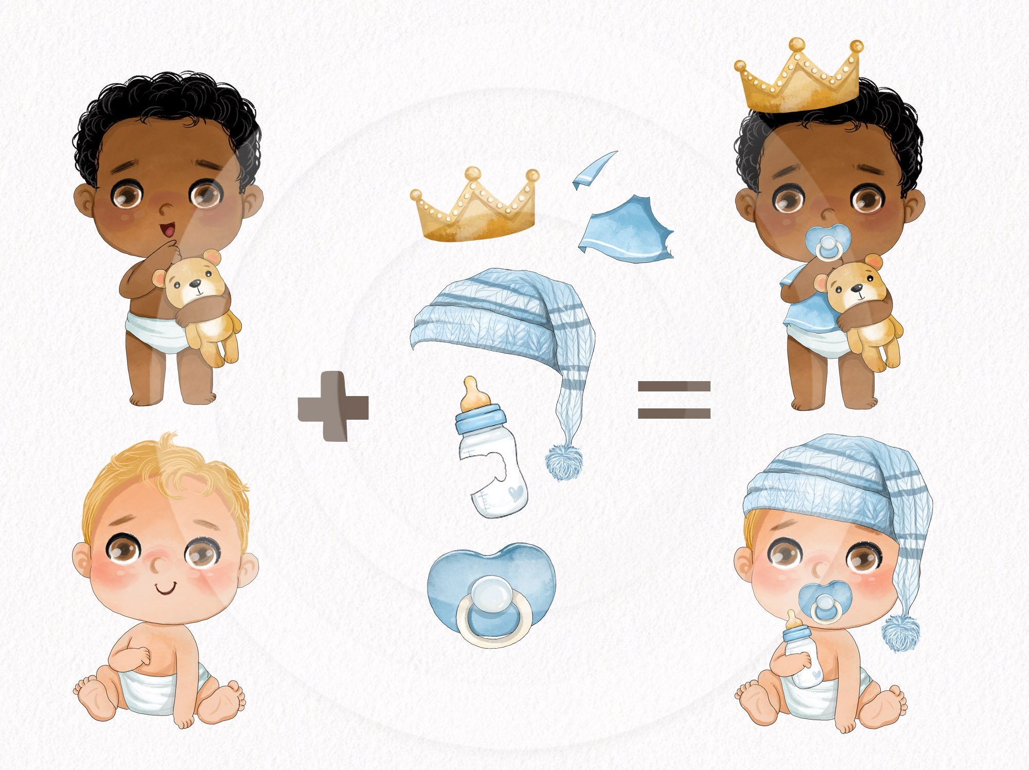 Cute Baby Boys Clipart PNG Files. - Etsy