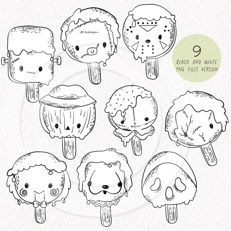 Halloween Ice Cream Clipart: Spooky PNG Images (digital Download) - Etsy