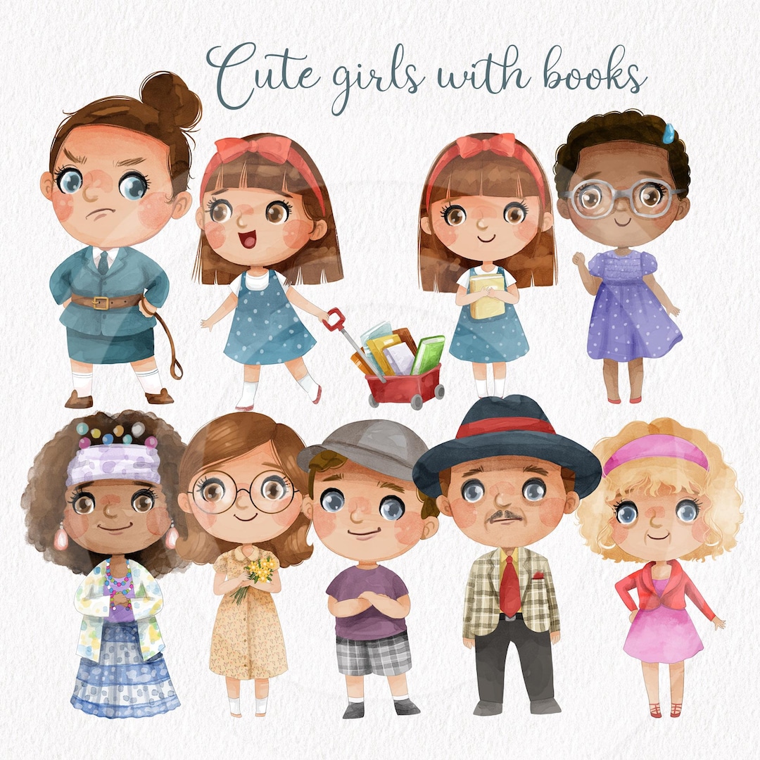 Matilda Clipart: Girl Book Lover PNG Set (digital Download) - Etsy