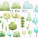 Trees Watercolor Clipart ,PNG Files 300 Dpi. - Etsy