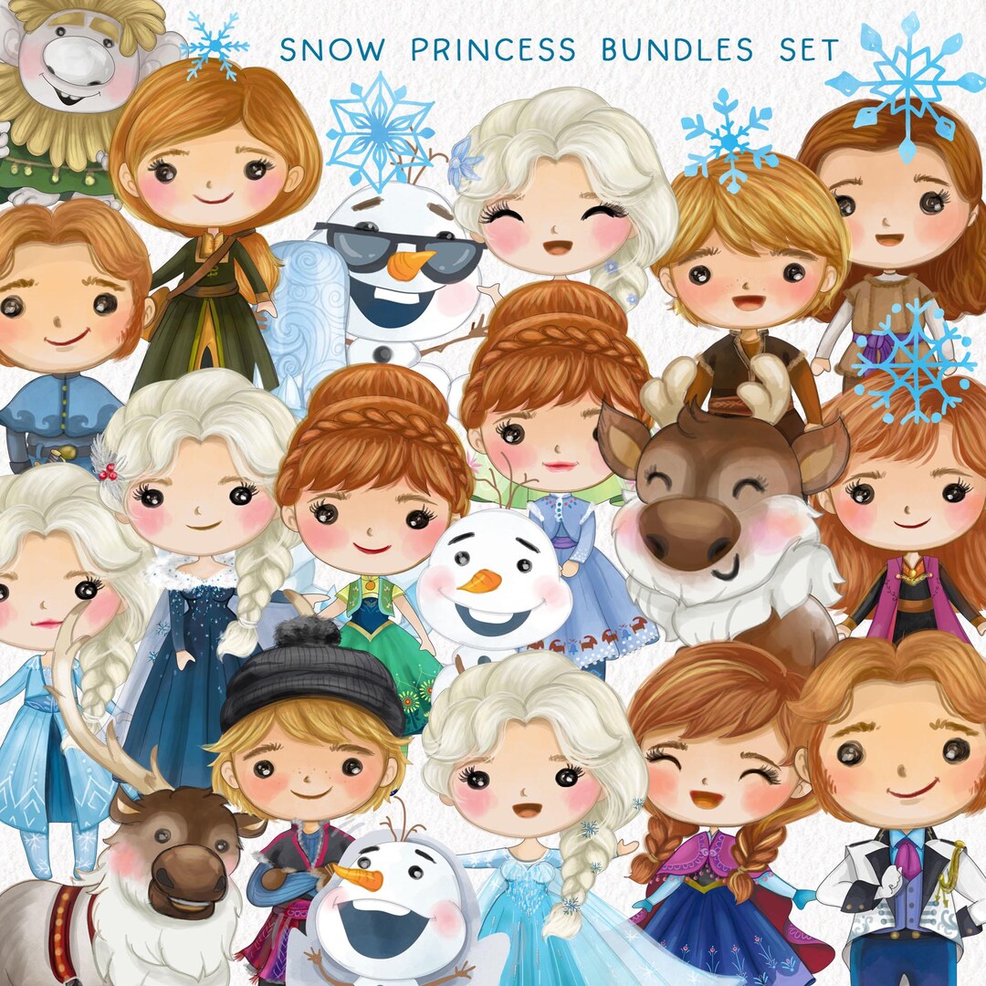 Snow Princess Bundle Set, Fairy Tale Clipart PNG Files 300 Dpi. - Etsy