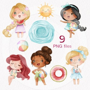 Cute Girls Summer Clipart Set 1, PNG Files 300 Dpi. - Etsy