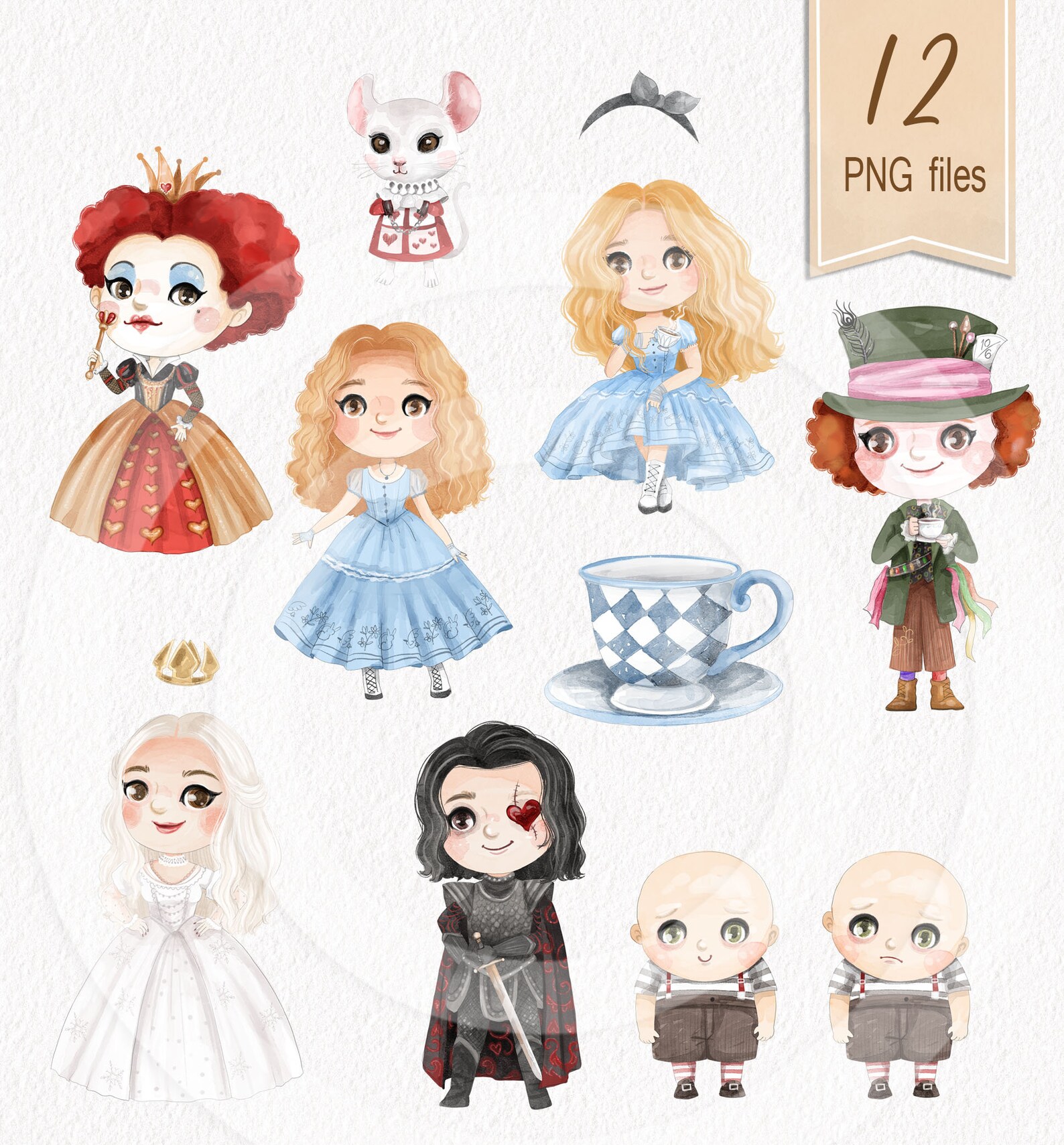 Alice in Wonderland Clipart, Fairy Tale Clipart PNG Files 300 Dpi. - Etsy