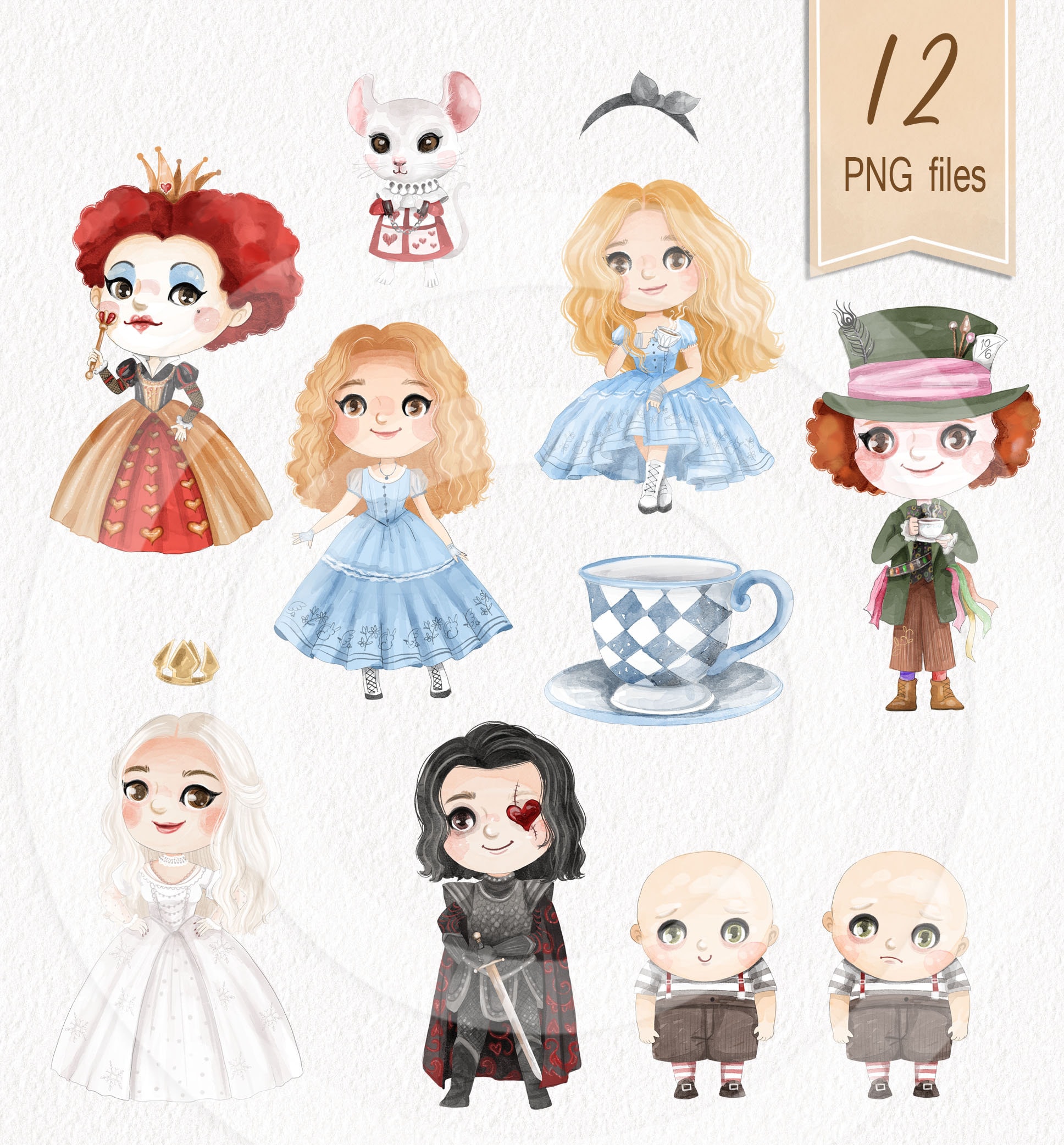 Alice in Wonderland Clipart, Fairy Tale Clipart PNG Files 300 Dpi. - Etsy