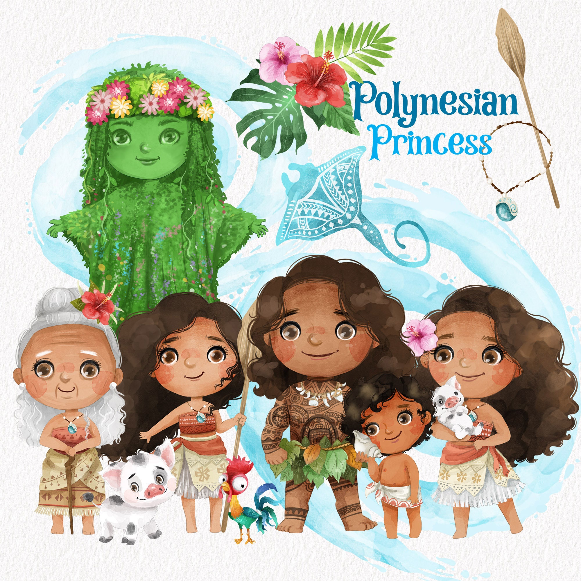 Polynesian Princess Inspiration Clipart Instant Download PNG File 300 ...