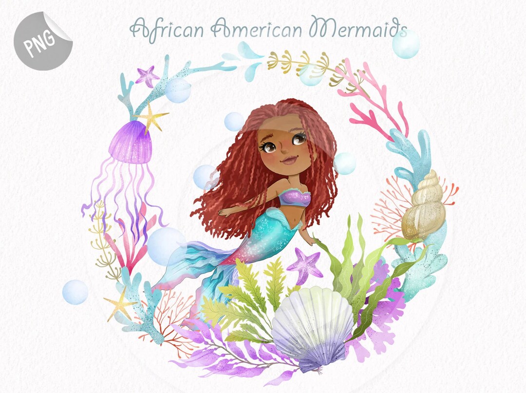 African American Mermaid Inspiration Clipart Instant Download PNG File ...