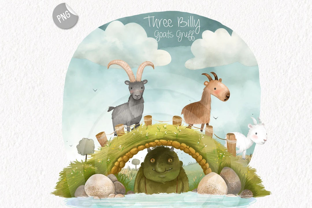 Three Billy Goats Gruff Clip Art, Fairy Tale Clipart PNG File - Etsy UK