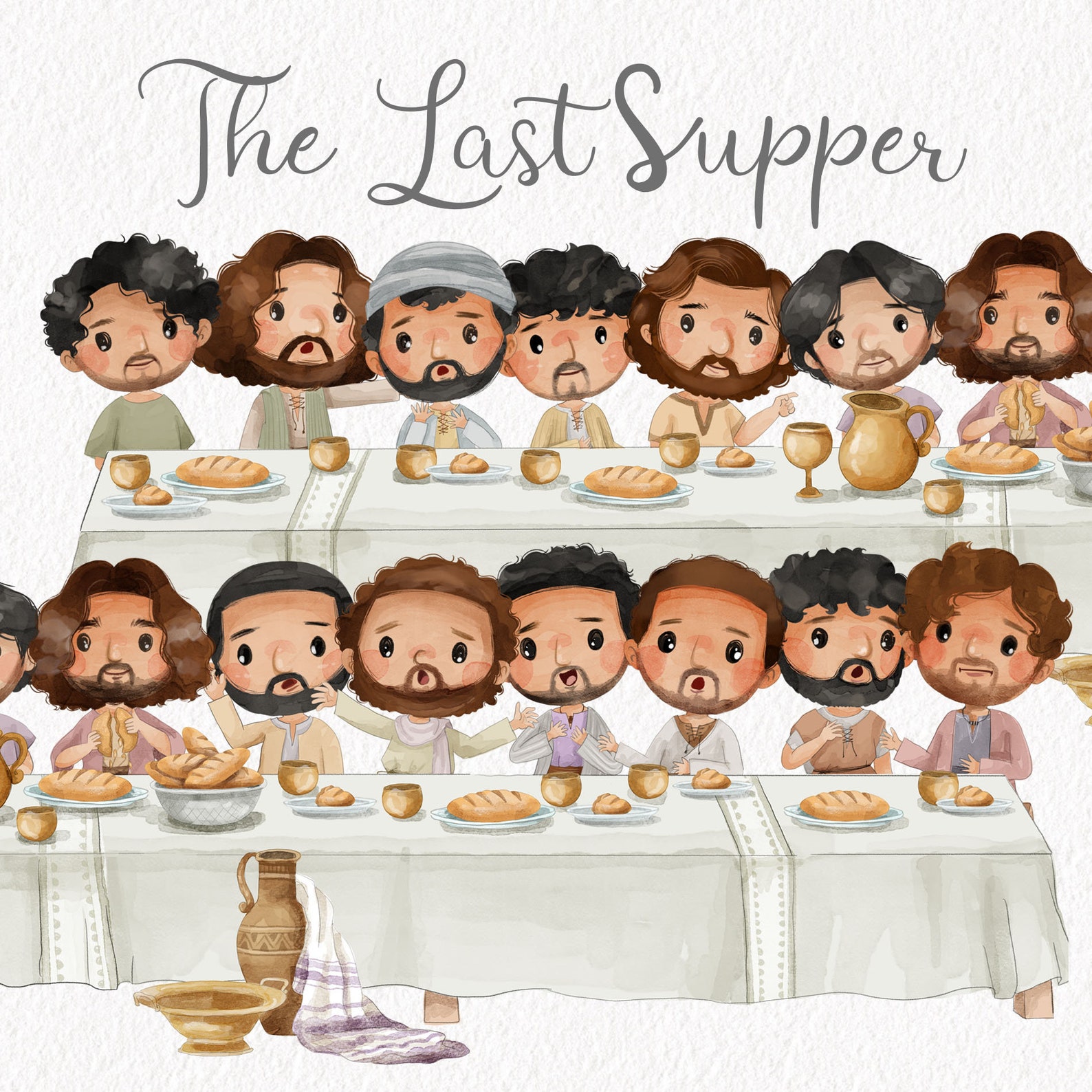 The Last Supper Clip Art ,religion, Bible Stories Clipart, Hand Drawn ...