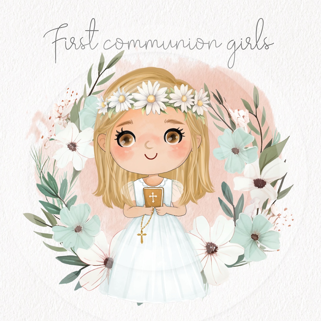 First Communion Girls Clipart PNG Files 300 Dpi. - Etsy