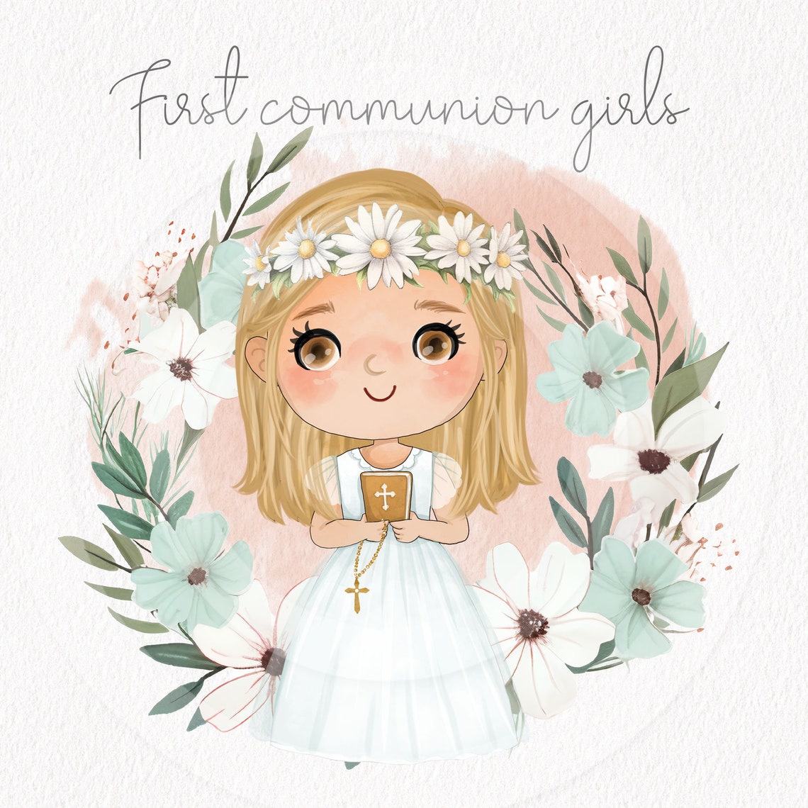 First Communion Girls Clipart PNG Files 300 Dpi. - Etsy