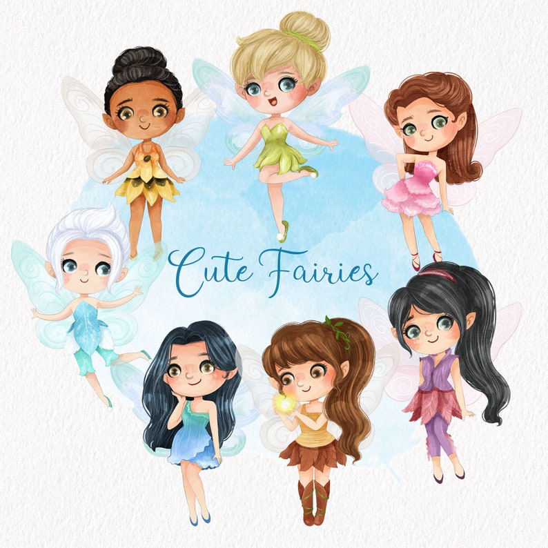 Cute Fairies Clipart Instant Download PNG File - 300 Dpi - Etsy