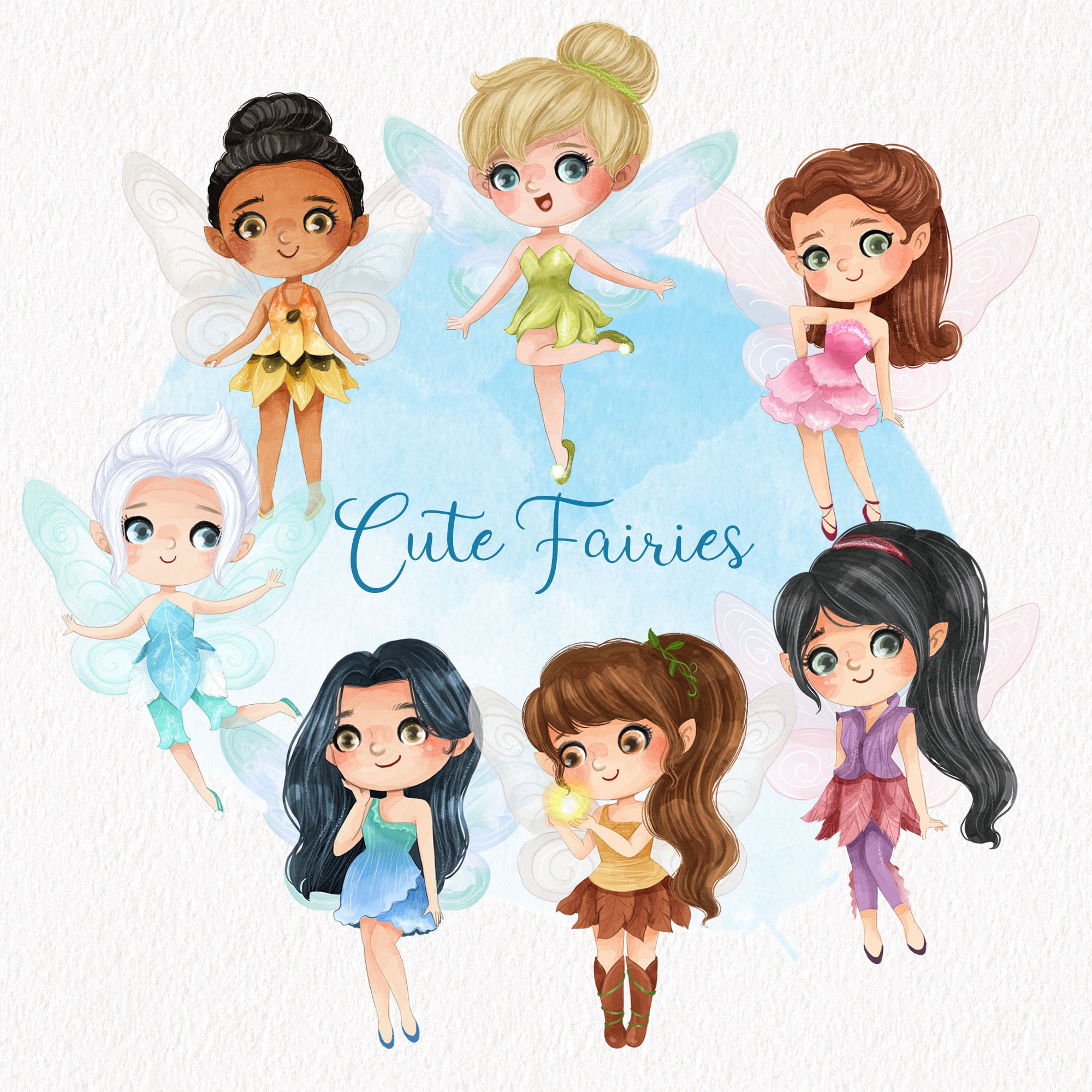 Cute Fairies Clipart Instant Download PNG File - 300 Dpi - Etsy