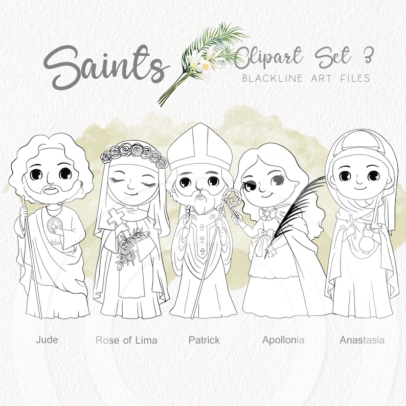 Saints Clipart Set: Hand-drawn Religion & Bible Story Illustrations ...