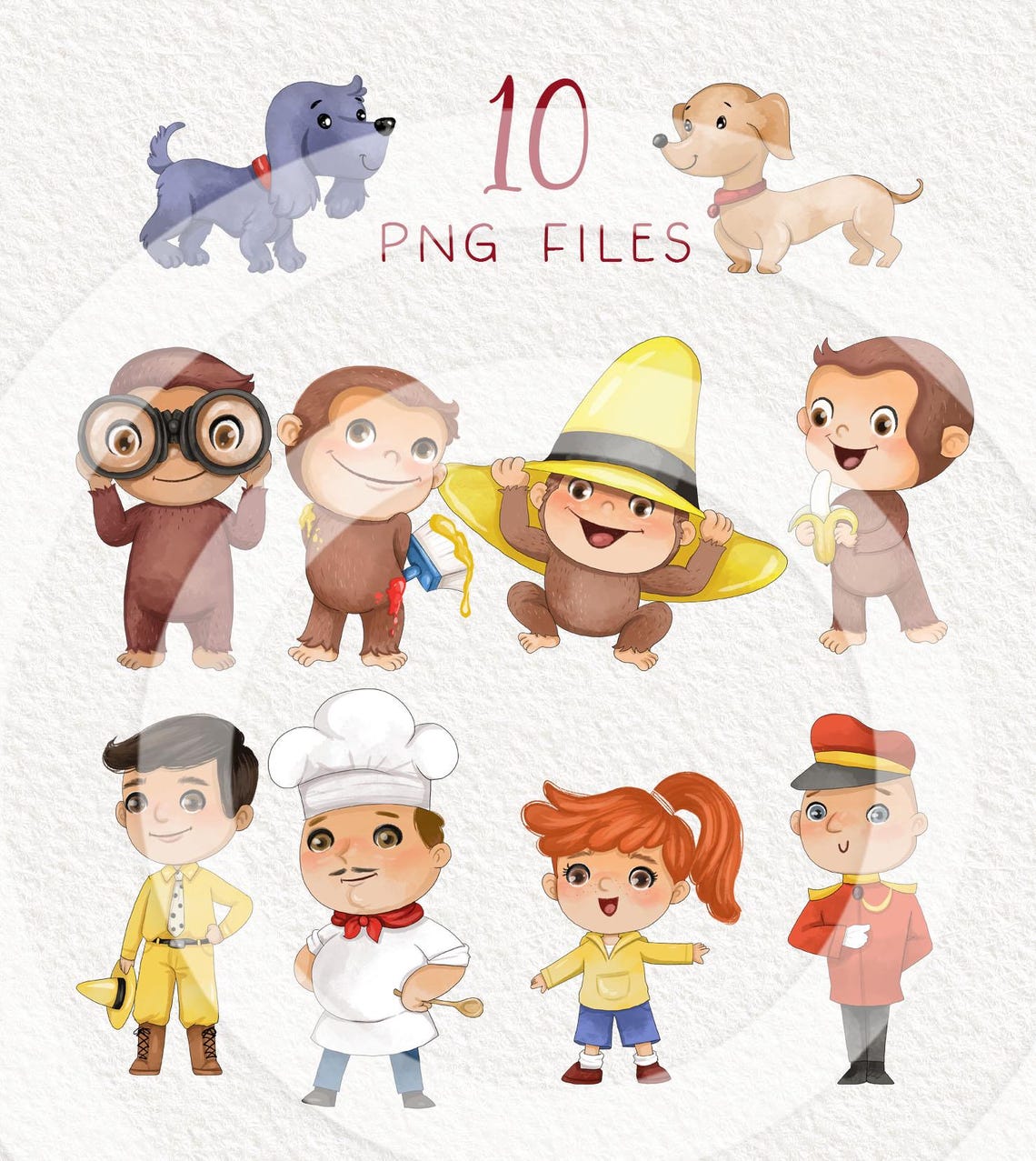 Monkey and Friend Clipart , Hand Drawn Clipart, PNG Files. - Etsy