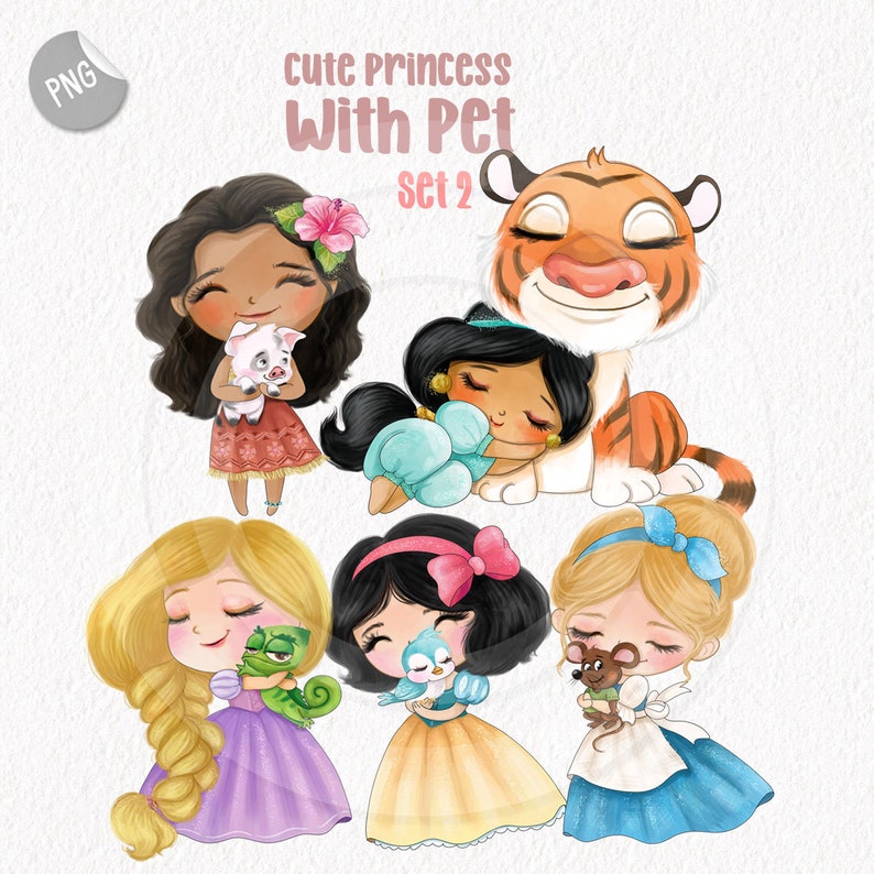 Cute Girls With Pet Clipart PNG Set 2,PNG Files 300 Dpi. - Etsy
