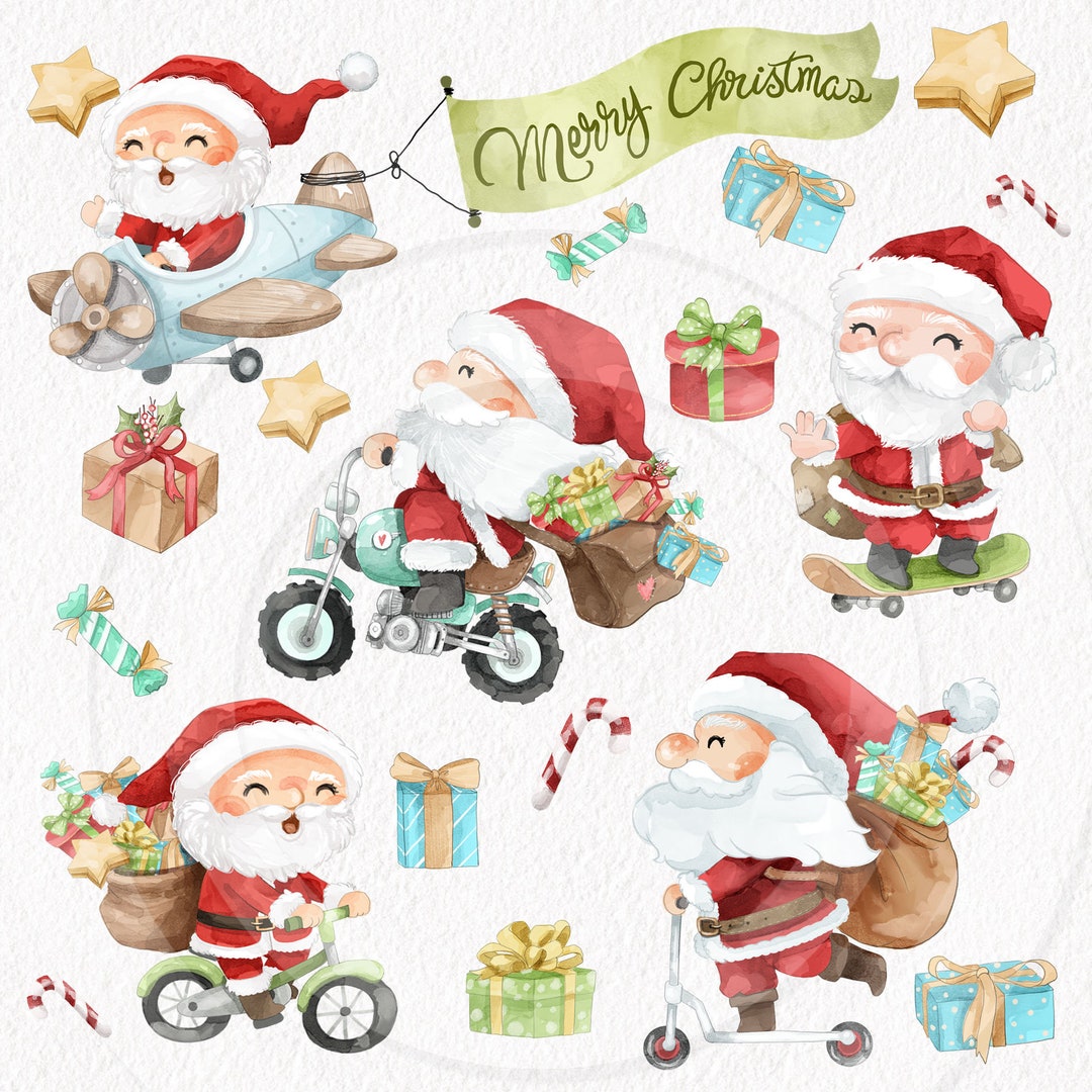 Cute Santa Clipart , Christmas Clipart , Instant Download PNG File ...