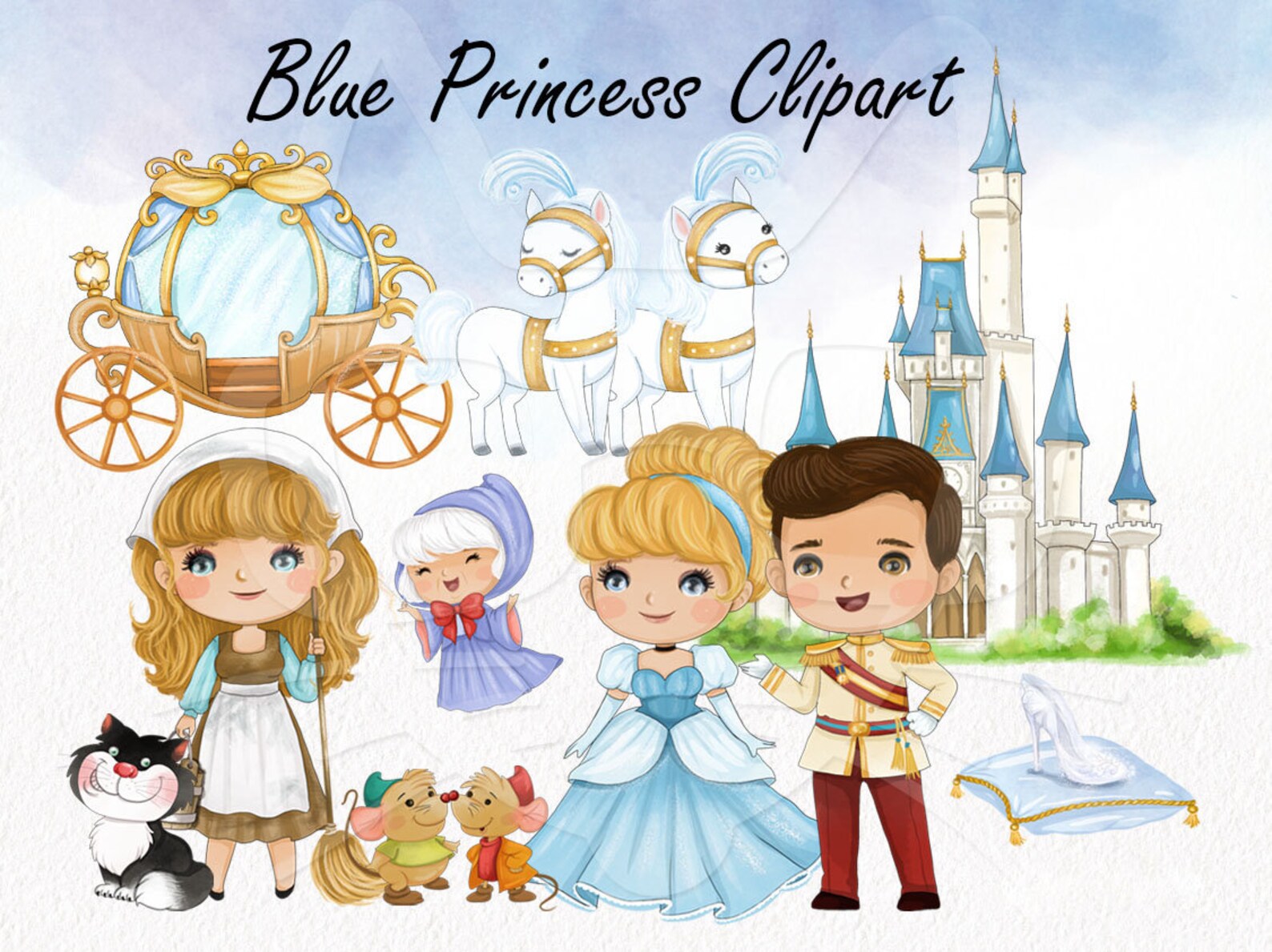 Blue Princess, Princess Clipart PNG Files 300 Dpi. - Etsy