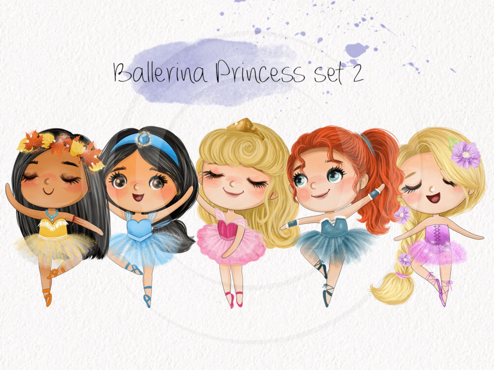 Cute Ballerina Girls Clipart Set 2 , PNG Files 300 Dpi. - Etsy