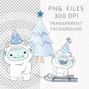 Yetis Christmas Clipart Instant Download PNG File - 300 Dpi - Etsy