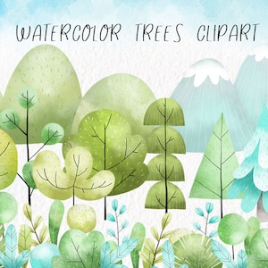 Trees Watercolor Clipart ,PNG Files 300 Dpi. - Etsy