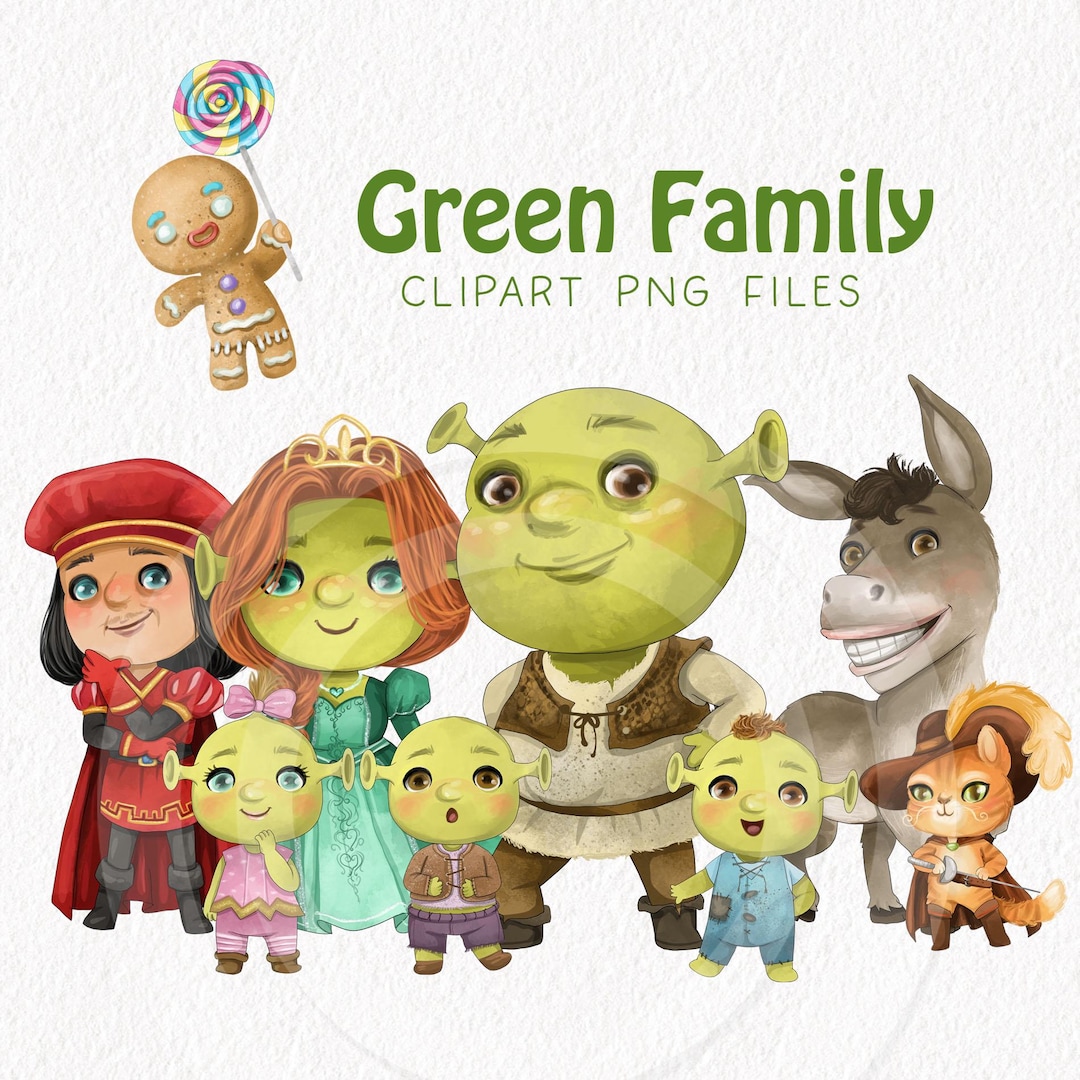 Green Monster Family Clipart Instant Download PNG File - 300 Dpi - Etsy