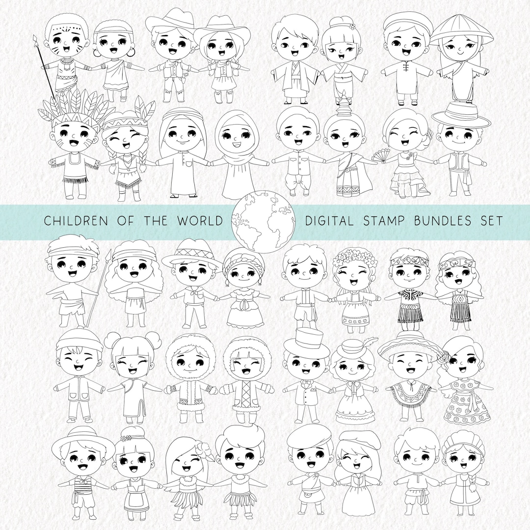 Children of the World Digital Stamp BUNDLE Clipart Set - Etsy