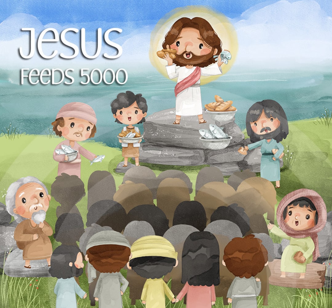 Jesus Feeds 5000 Clipart, Bible Characters Clipart PNG Files 300 Dpi ...