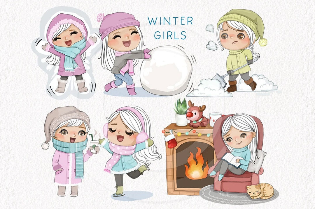 Cute Winter Girls Clipart ,PNG Files 300 Dpi. - Etsy
