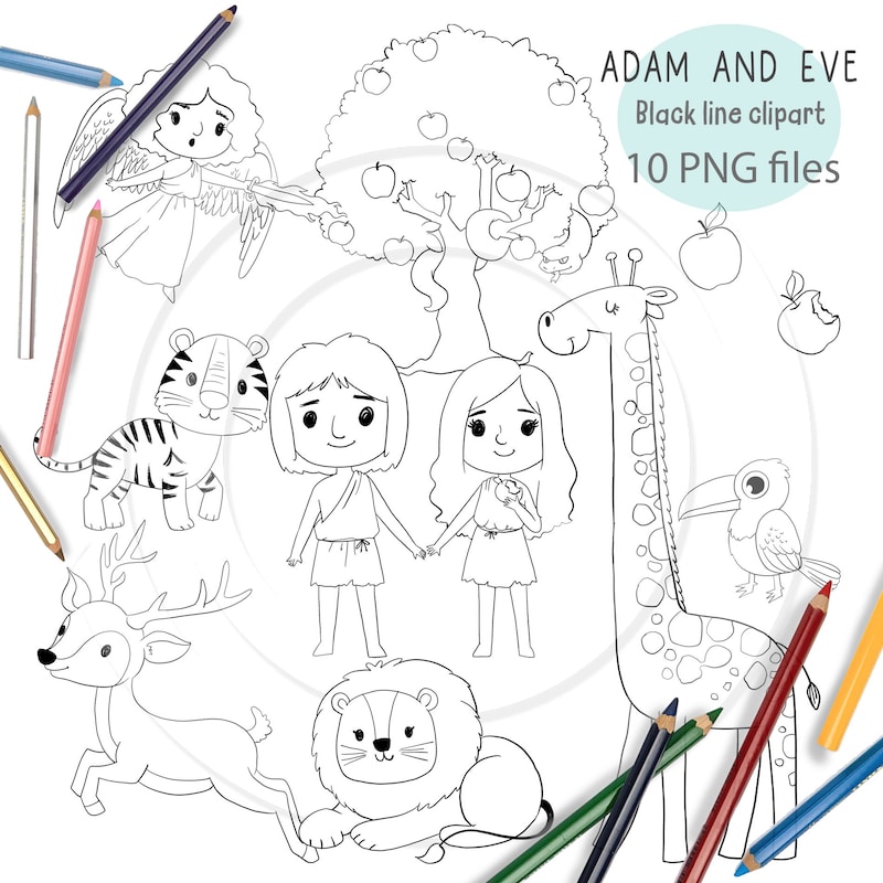 Adam and Eve Clipart - Etsy