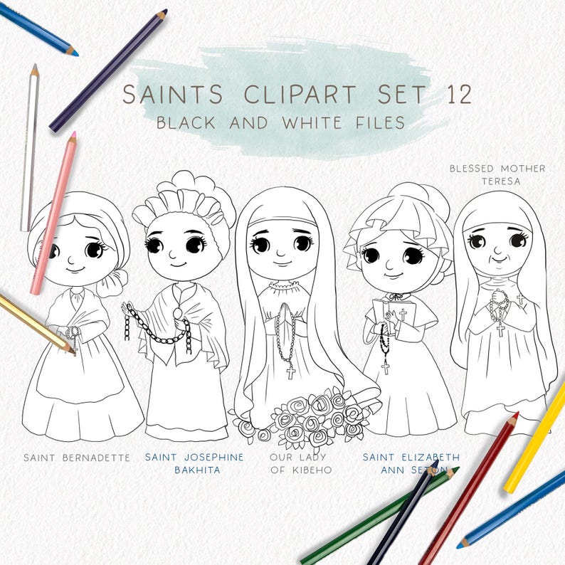 Saints Clipart Set: Hand-drawn Religion & Bible Story Illustrations ...