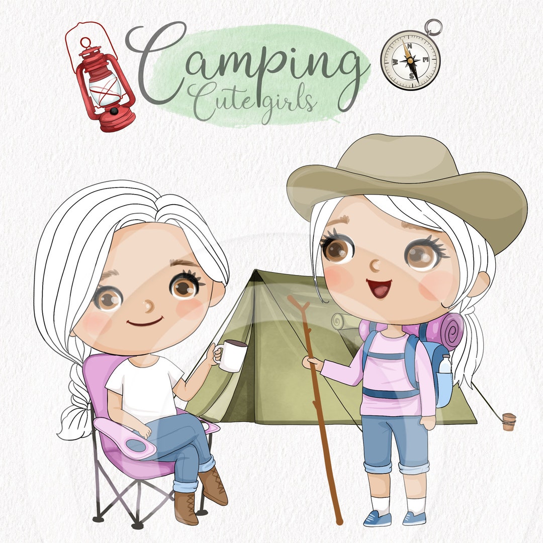 Camping Girls Clipart ,PNG Files 300 Dpi. - Etsy