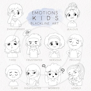 Emotions Kids Set2 Clipart, Hand Drawn Clipart, PNG Files. - Etsy