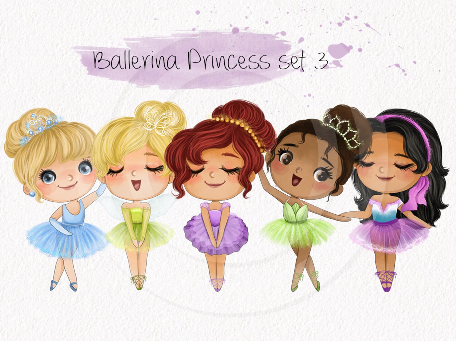 Cute Ballerina Girls Clipart Set 3 , PNG Files 300 Dpi. - Etsy
