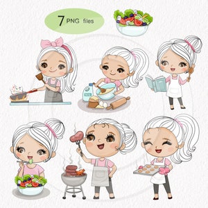Cooking Girl Clipart ,PNG Files 300 Dpi. - Etsy