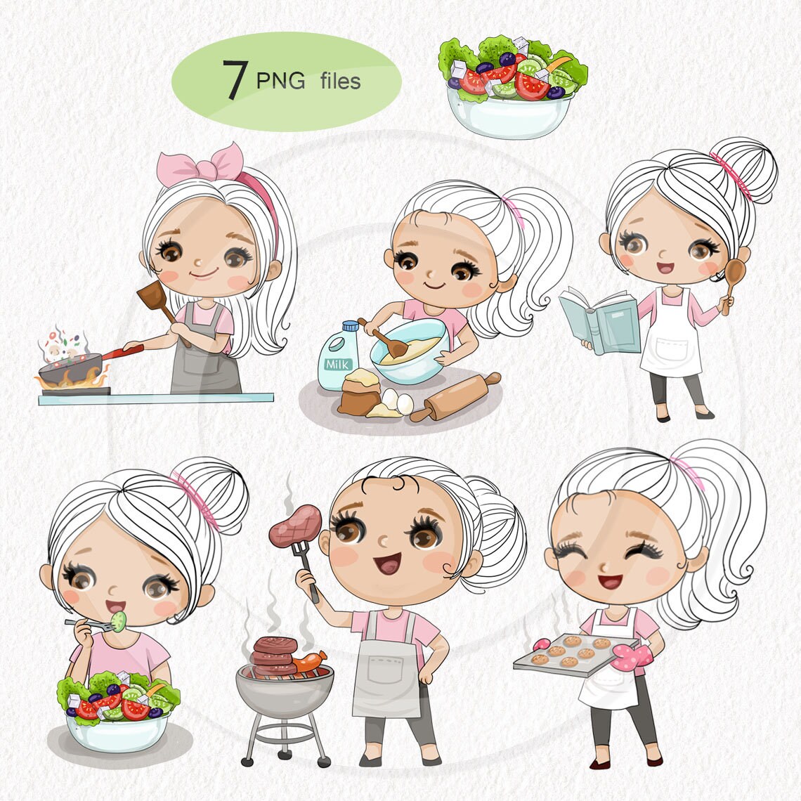 Cooking Girl Clipart ,PNG Files 300 Dpi. - Etsy