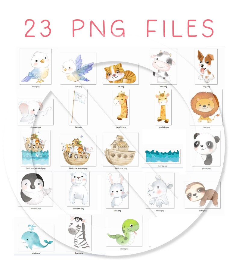 Noah's Ask ,animals Bundles Clipart PNG Files 300 Dpi. - Etsy