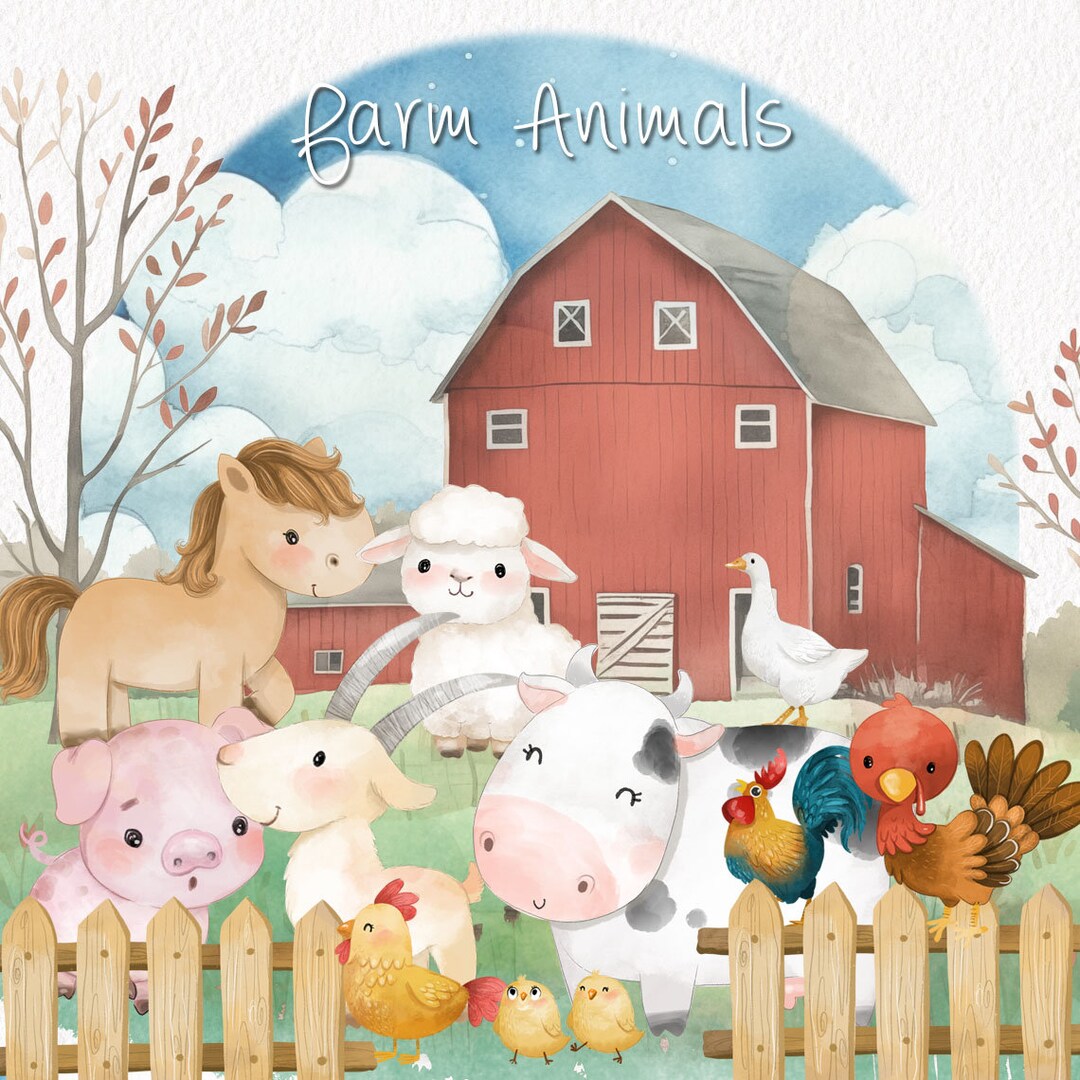 Farm Animals Clipart PNG Files. - Etsy