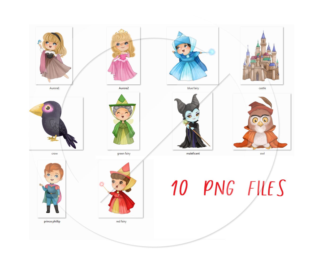 Princess With Three Fairy Clipart Instant Download PNG File -300 Dpi ...
