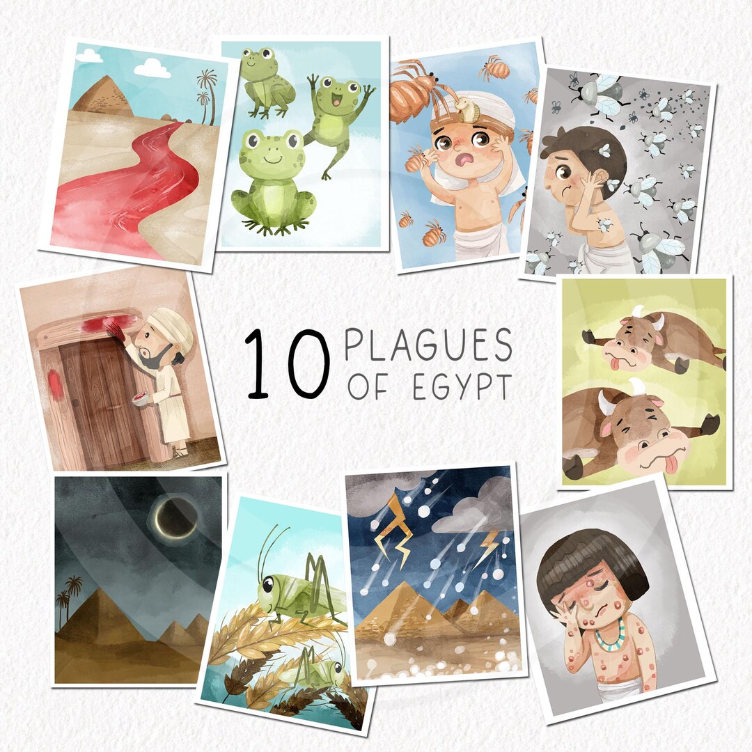 TEN PLAGUES of Egypt Clipart , Bible Stories, Hand Drawn Illustration ...