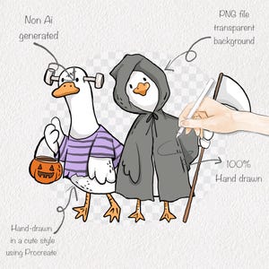 Halloween Goose Clipart Set, Cute Spooky Geese PNG Clipart Instant ...